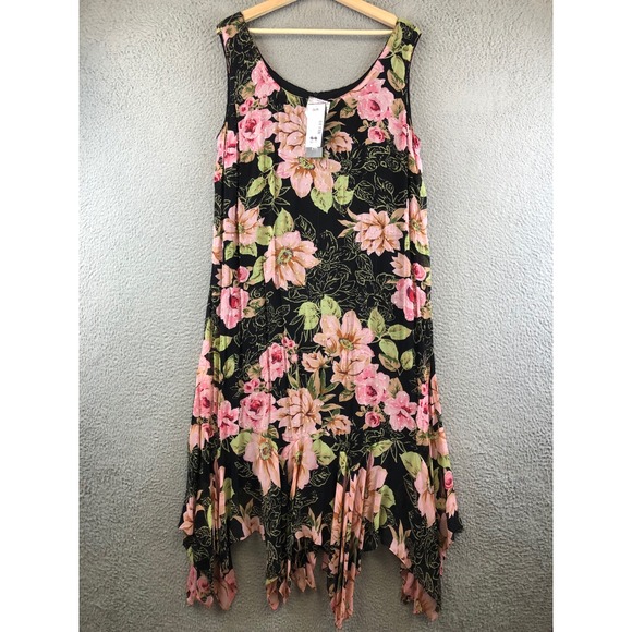 Eva Blue | Dresses | New Eva Blue Plus 6 Slip Dress Black Floral Sequin ...